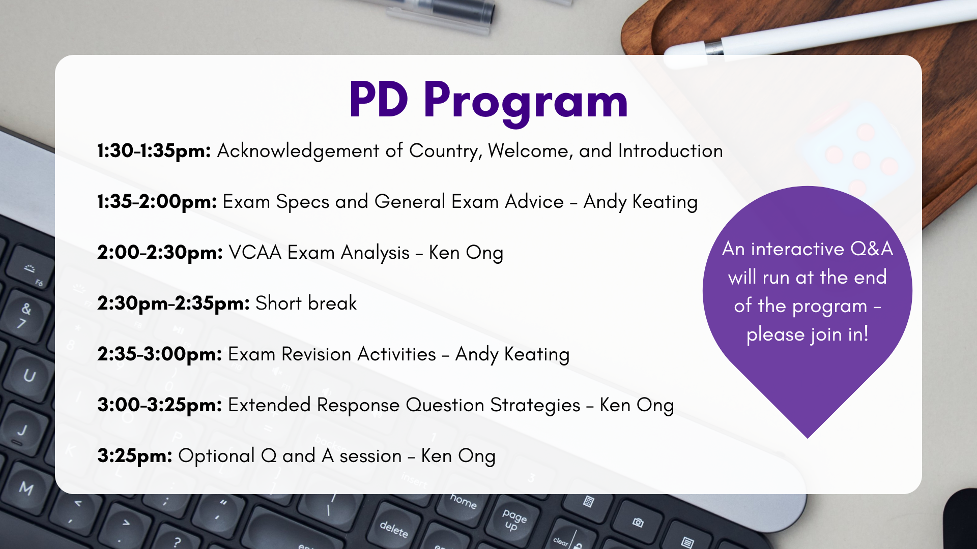 Exam Prep PD Program & Speakers – The VCE Psychology Teachers' Network